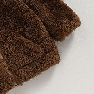 Toddler Baby Girls Boys Fleece Coat Infant Faux Fur Zip Up Long Sleeve Sherpa Jacket Fall Winter Warm Outerwear (Brown , 2-3 Years )