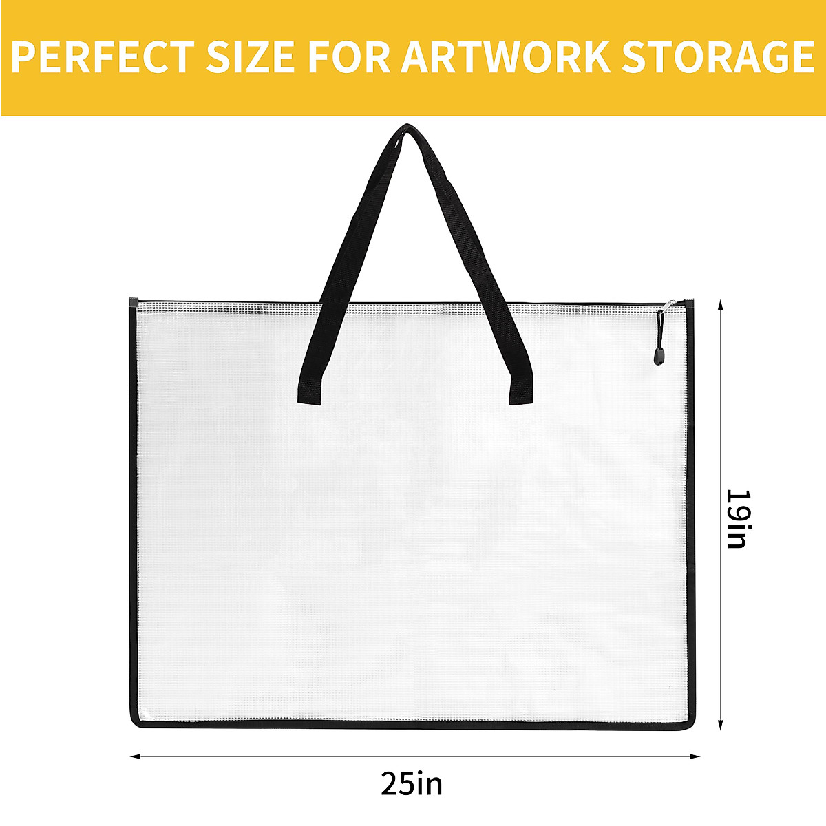 EOOUT 4pcs 19x25 Inches Art Portfolio Bags, Portfolio Folder for Artwork, Posters Storage Bag with Zipper and Handle Mesh Folder Organizers for Poster, Scrapbook, Keepsake and Bulletin Board