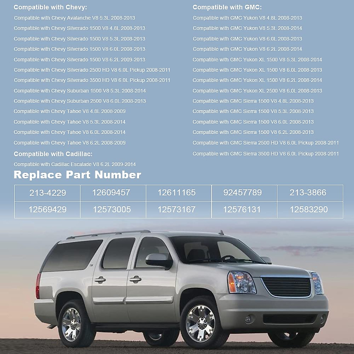 JDMON Compatible with O2 Sensor Oxygen Sensor Chevrolet GMC Cadillac Avalanche Silverado 1500/Tahoe/Sierra 1500/Yukon Upstream& Downstream Escalade 6.2L Replaces 213-4229,12609457,12611165,Set of 4