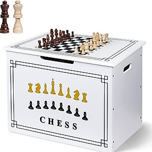 Pierybyt Wooden Storage Chest, White, 23.6" x 15" x 16.7"，Storage Chest With Safety Hinges，For Organize and Store Your Child's Toys ，Item Storage, Playroom Storage.