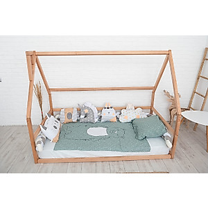 BUSYWOOD Kids Montessori Design Play Room- Toddler Floor Bed House Frame - Montessori Bed Twin - House Frame Toddler Bed (Model 1, Floor Bed)