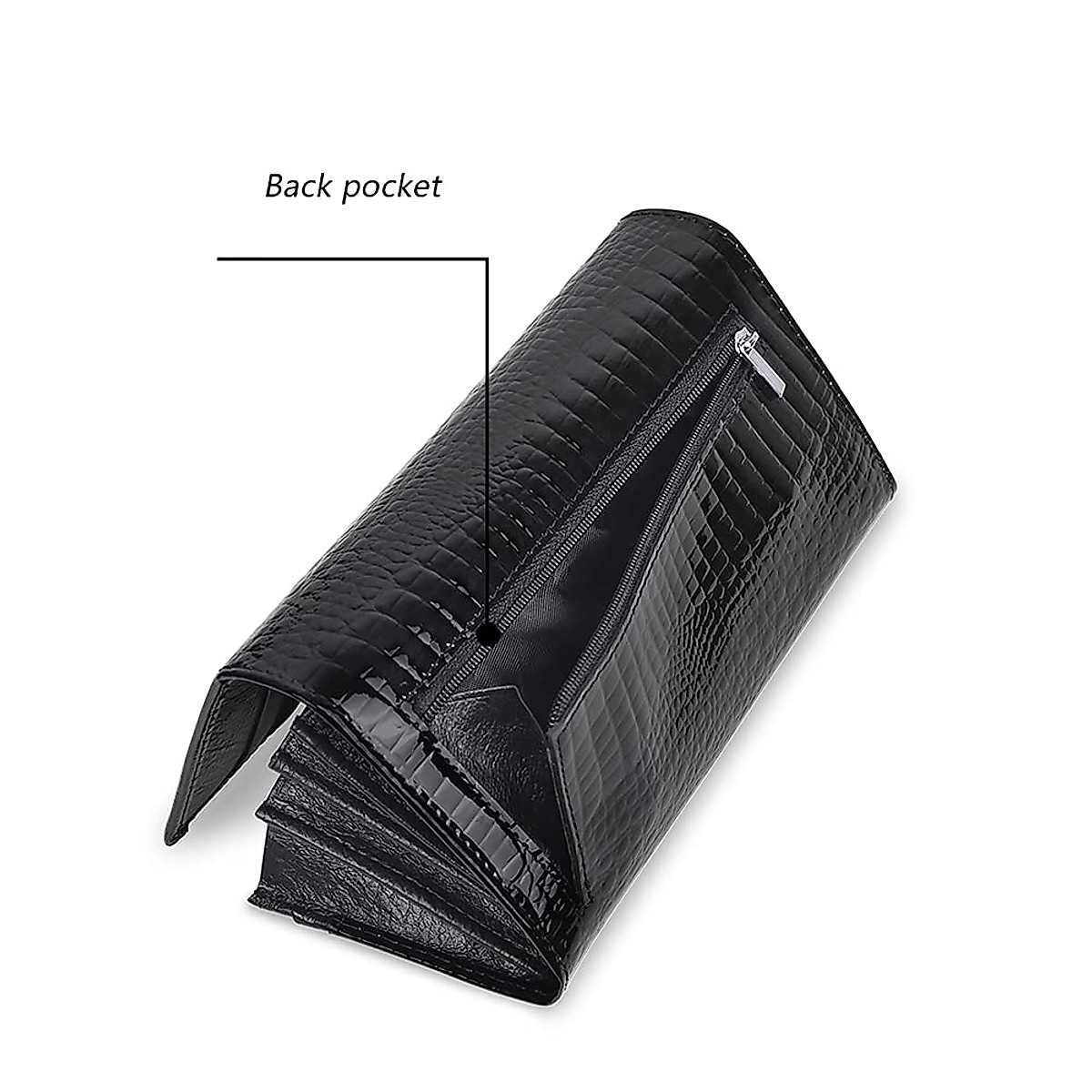 Dicihaya Large Capacity Clutch Purse Genuine Leather Women Wallet Long Double Zipper Wallets Multi Card Holder (Black)