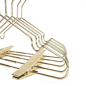 Koobay Metal Pants Hangers,12.5" Heavy Duty Skirt Slack Hangers, Gold Metal Trousers Hangers with 2 Adjustable Non Slip Clips, Shirts Coat Hangers Clothing, Space Saving Baby Clothes Hangers,25Pack