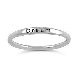 SILVERCLOSEOUT Rhodium Plated Sterling Silver Ladies Dainty Stacking Dream Ring - Size 9