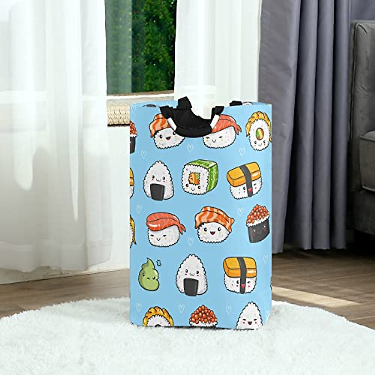 xigua Kawaii Sushi Laundry Basket Waterproof Clothes Hamper Collapsible Durable Dirty Clothes Large Storage Laundry Organizer