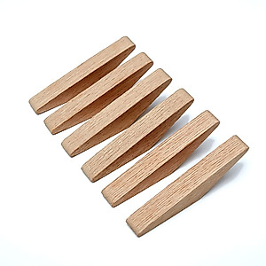LONANGG 6 Pack Wood Wall Hooks, Oak Coat Hooks Minimalist Design Heavy Duty Robe Hook Wall Mounted Rustic Wooden Hooks Clothes Hanger Hat Rack Hooks