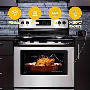 Inkbird IBT-2X Digital Remote Wireless BBQ Grill Bluetooth Oven Smoker Thermometer,150 Ft Wireless Cooking Meat Thermometer with Timer and Alarm,Dual Probes