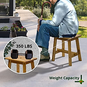 Acacia Wood Stool Rectangle Top Chairs Best Ideas End Tables for Sofas Sub-Stool for Living Room Bedside Strong Weight Capacity Upto 350 LBS, Natural Color