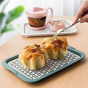 SYCOOVEN Drain Board, Countertop Drain Tray Tea Double Layer Home Organizer Serving Cup Mug Dish Rack(White,Size:S)