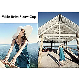 1Pcs Women Wide Brim Straw Hat Foldable Beach Floppy Sun Hat White