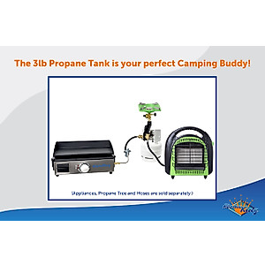 Flame King YSN03 3lb Steel Propane Tank Cylinder with Gauge and OPD Valves for Grills and BBQs, Camping, Fishing, & Outdoor Activities, White