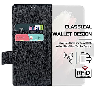 KUGEW for Samsung Galaxy Z Fold 5 Case with S Pen Holder & Camera Cover, Luxury Leather Wallet Phone Cover Built-in S Pen Slot Kickstand Function Card Holder Hinge Protection Shockproof (Black)