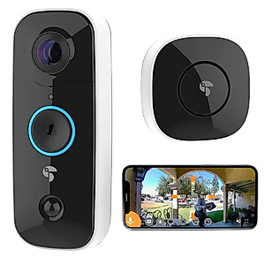 TOUCAN Wireless Video Doorbell with Chime and Wireless Pro Outdoor/Indoor Security Camera Bundle - Alexa & Google Enabled Bundle No Subscription Required