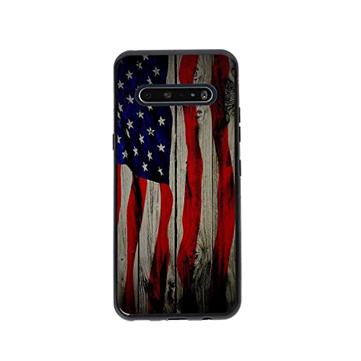 Compatible with LG V60 ThinQ 5G Case, Retro USA American Flag Old Wood Grain Graphic Design for LG Case Men Boys,Soft Silicone Stylish Cool Case for LG