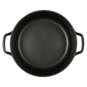 MasterPan 7 Quart Non-Stick Cast Aluminum Dutch Oven Casserole Stockpot 11", Black
