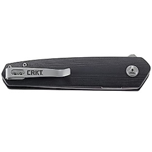 CRKT Cuatro Folding Carry Knife: Plain Edge Folder with Liner Lock - Everyday Carry Folded Knife with IKBS Ball Bearing Pivot System and G10 Handle 7090
