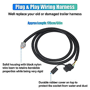 X AUTOHAUX 4 Way Flat Trailer Wiring Harness for Nissan Frontier 2005-2022 for Nissan Xterra Pathfinder for Suzuki Equator 2009-2012 Running Signal Light Tow Package Require
