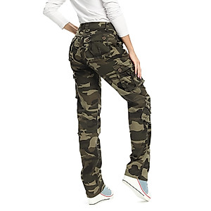 OCHENTA Camouflage Cargo Pants for Women Stretch Combat Tactical Army Military Casual Work Travel with 8 Pockets Camo 169 Size 4