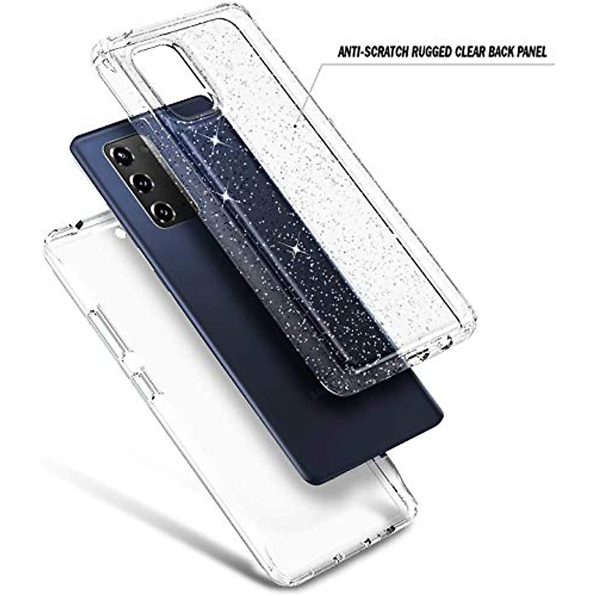 NZND Case for Samsung Galaxy S20 FE 5G with [Built-in Screen Protector], Full-Body Protective Shockproof Rugged Bumper Cover, Impact Resist Durable Phone Case (Crystal Glitter Clear)