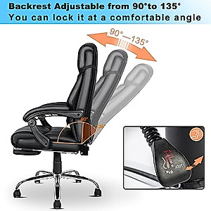 jamege Kneading Massage Executive Office Chair, 3D Back Massage Heated Office Chair, Heating Massage Office Chair with Reclining Backrest, Footrest & Height Adjustment