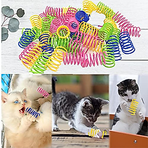 QUVOVID 10 Pack Cat Spring Toys for Indoor Cats to Kill Time and Keep Fit, Colorful Plastic Spring Coils Attract Cats to Swat, Bite, Hunt, Interactive Toys for Cats and Kittens