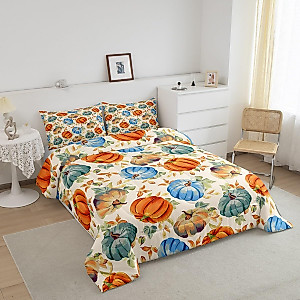 Erosebridal Happy Thanksgiving Comforter Set Twin, Fall Pumpkin Bedding Set, Autumn Fall Leaves Bedding Comforter Sets, Rustic Farmhouse Style Down Comforter, Happy Fall Y'all Duvet Insert, 2Pcs
