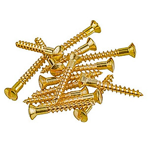 #8 x 1-1/4" Solid Brass Oval Countersunk Head Slot Drive Wood Screws | Pack of 25 | Self Tapping Screws for Wood Antique or Modern Furniture | SC-B8114O (25)