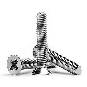 MroMax 100Pcs M3-0.5x16mm Phillips Flat Head Countersunk Machine Screws 304 Stainless Steel Cross Recessed Countersunk Head Bolt Fully Threaded Metric Bolts Fasteners Silver
