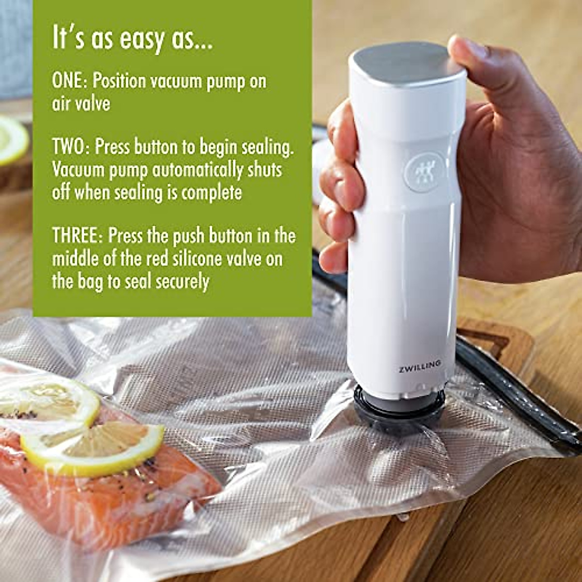 ZWILLING Fresh & Save 4-pc Vacuum Sealer Starter Set, Reusable Sous Vide Bags, Meal Prep