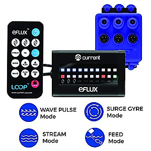 CURRENT Dual eFlux Aquarium Wave Pumps, 1,050gph - Includes 2 Wave Maker Water Circulation Pumps for Freshwater and Saltwater Fish Tanks - Multiple Adjustable Flow Modes - Wireless Remote Control