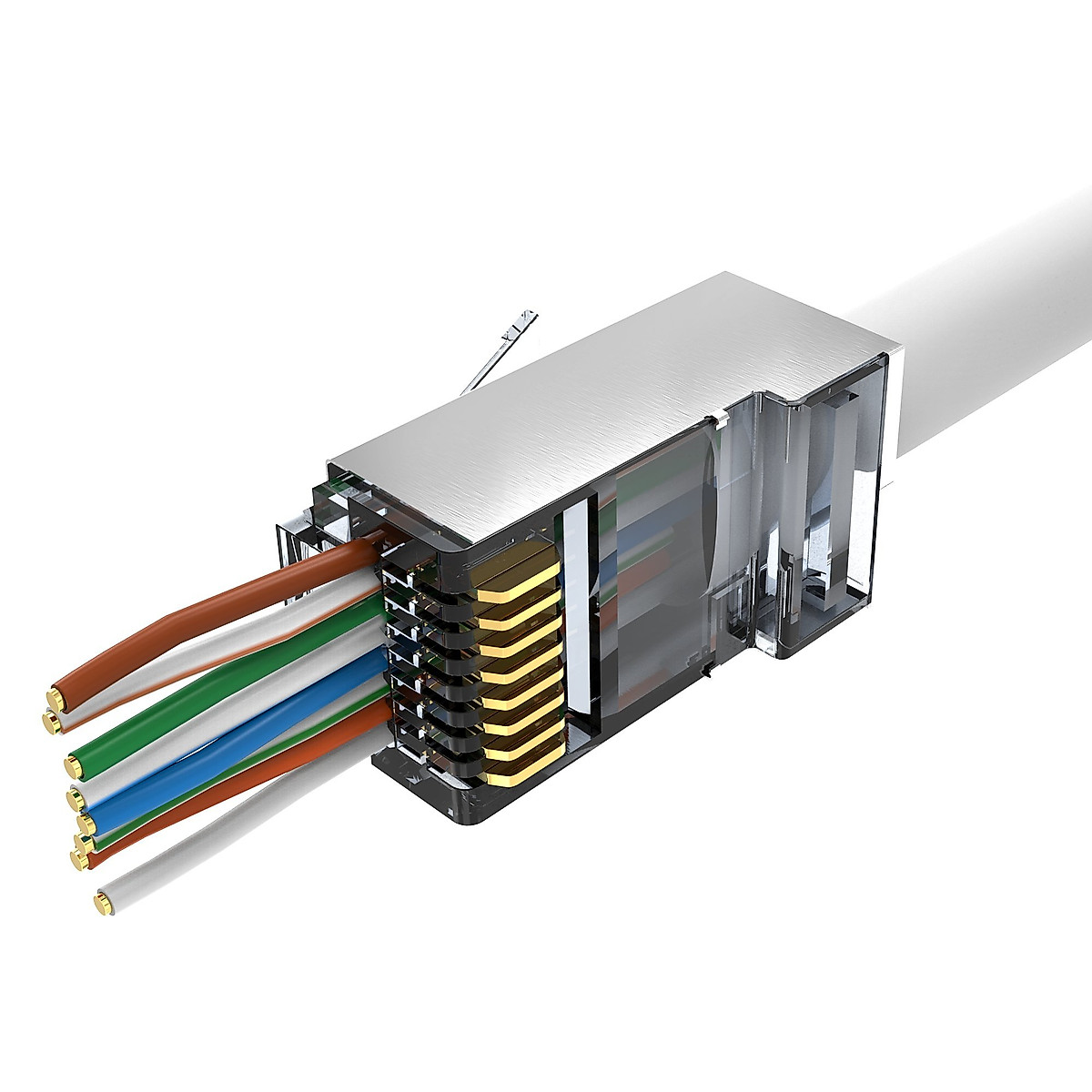 Sabra Technologies Shielded rj45 cat6 cat 6a connectors Gold Plated Cat6 Pass Through Connectors 23awg Cat6 Shielded Cat6/Cat6a Modular Plugs Ethernet Ends (60 PCS)