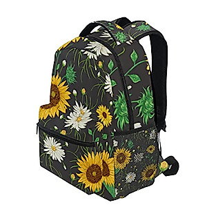 Sunflowers and Chamomile Flowers Laptop Backpack 16 Inch Large Backpack for Women Men School Business Work Travel Backpack
