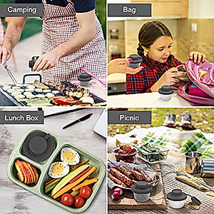 Sophico Mini Salt and Pepper Shakers with Moisture Proof Lids, 1.6oz Small Spice Shaker containers to go for Outdoor Camping Travel Picnic Lunch Boxes(DARK GREY- 3 PACK)