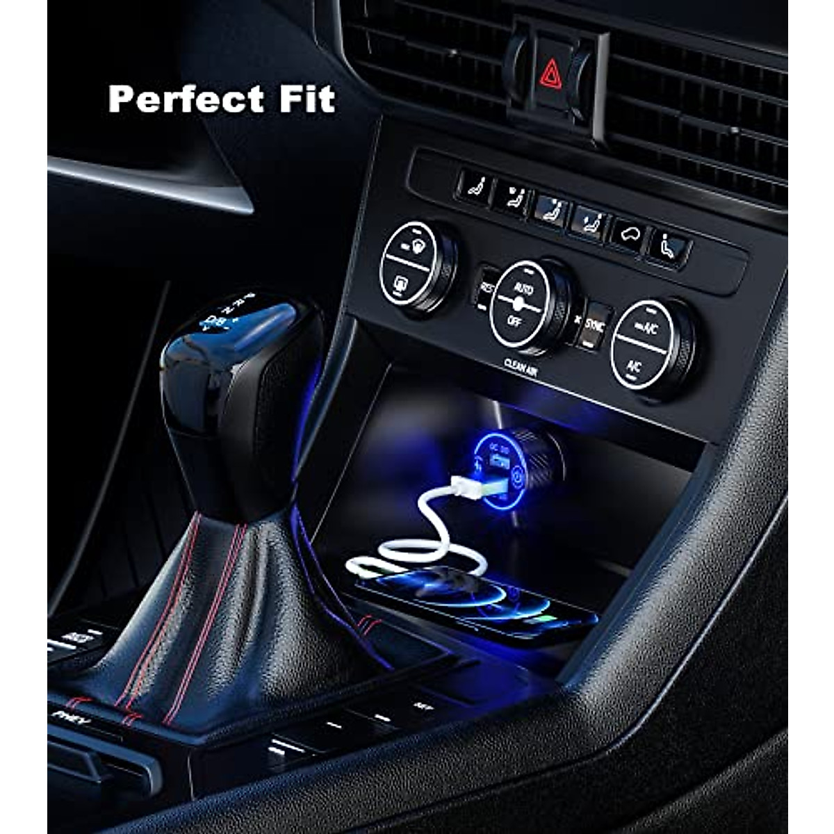 Car Charger, BRCOVAN Dual QC3.0 Port USB Car Charger Adapter, 36W 3A Fast Charge Car Phone Charger with Touch Switch & Blue LED