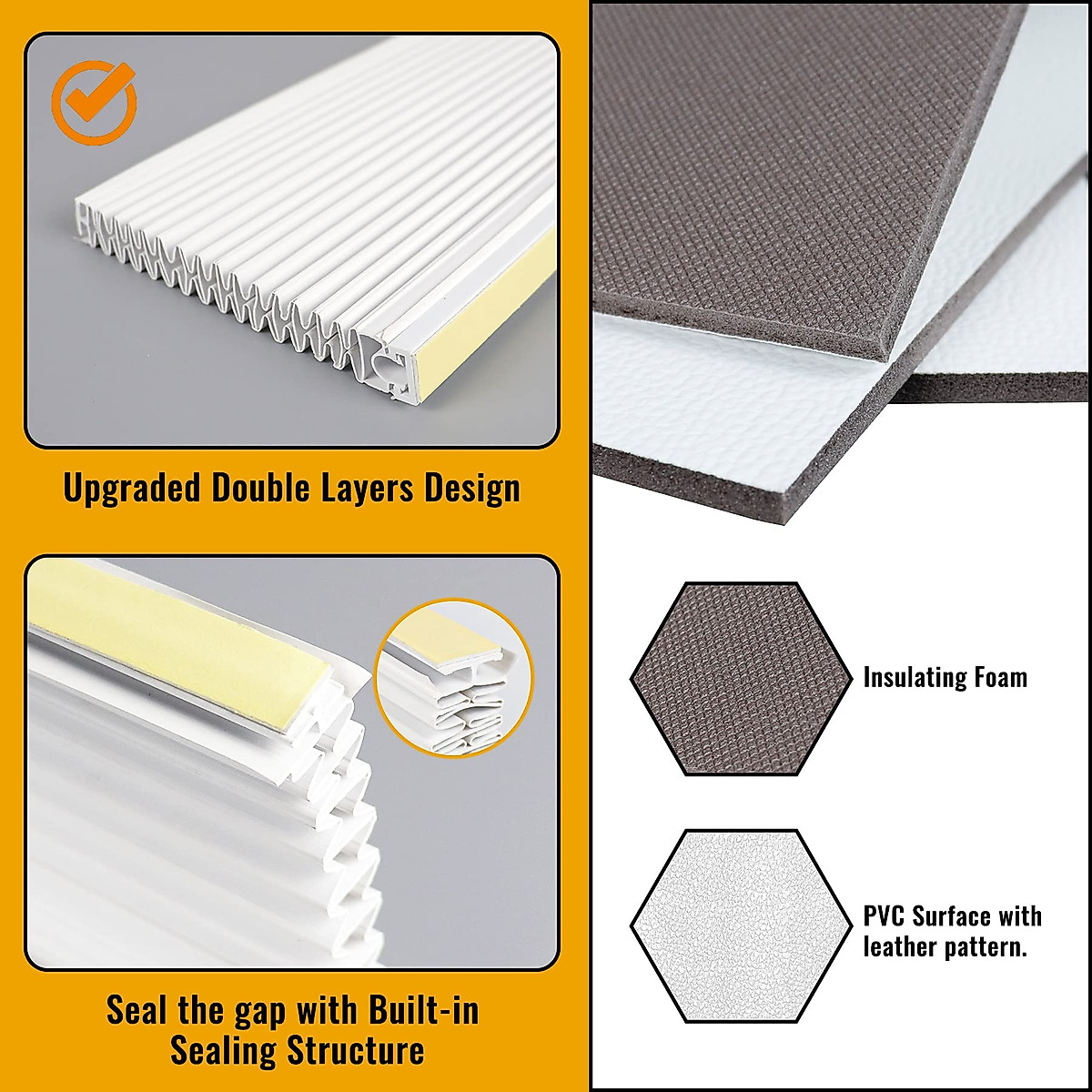 LBG Products Window AC Side Panels,Double Layers Adjustable Side Panel Kit with Air Conditioner Foam Insulation Panels, White