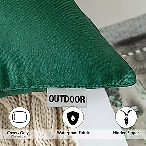 MIULEE Pack of 4 Decorative Outdoor Pillow Covers Square Cushion Cases PU Coating Waterproof Throw Pillowcase Shell for Living Room Couch Sofa Garden Tent Park 18x18 Inch Army Green