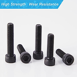 Joamang M8 x 30mm 35mm 40mm 45mm 50mm Hex Socket Head Cap Screws Bolts, 12.9 Grade Alloy Steel, Black Oxide Finish, Metric Allen Hex Drive, Fully Threaded, Assortment Kit 25Pcs