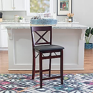Linon Triena X Back Folding Counter Stool, Brown