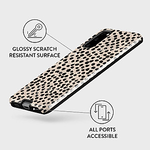 BURGA Phone Case Compatible with Samsung Galaxy S20 - Hybrid 2-Layer Hard Shell + Silicone Protective Case -Black Polka Dots Pattern Nude Almond Latte - Scratch-Resistant Shockproof Cover