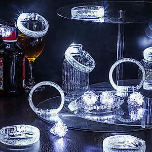 Wettarn 24 Pcs LED Light up Bracelets and LED Flashing Bumpy Rings Set with 12 Glow Bracelets 12 Jelly Bumpy Finger Rings Light up Rings Glow Rings LED Wristband for Wedding Bridal Shower Party Favors