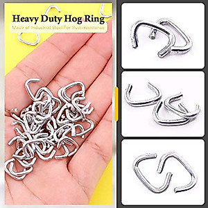 Rustark 1000 Pcs 3/8" Galvanized Hog Rings, Professional Upholstery Hog Rings Set for Furniture,Fencing,Bagging, Railing, Sausage Casing, Meat bags, Shock Cords