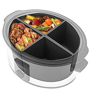 Slow Cooker Divider, Silicone Liner fit 6 QT Crockpot, Makes 4 Flavors & Reusable Crockpot Divider, Dishwasher Safe Fit 6QT (4 Count, Grey)