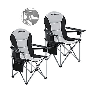 KingCamp KC2008_Black/MediumGrey-US Camping Chair, Oversized, Black&MediumGrey(Set of 2)