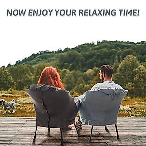 HIGOGOGO Lazy Chair and Folding Footrest Stool Set, Accent Chair for Living Room with Portable Ottoman, Sofa Chair Steel Frame Leisure Bedroom Chair and Anti-Slip Footstool, Brown