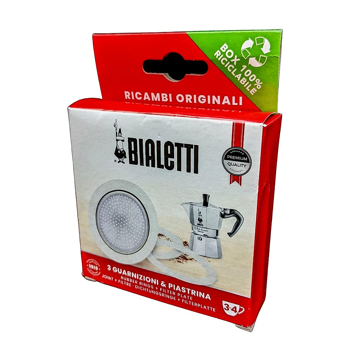 Bialetti Spare Parts, Includes 3 Gaskets and 1 Plate, Compatible with Moka Express, Fiammetta, Break, Happy, Dama, Moka Melody, Alpina, Moka Timer and Rainbow (3/4 Cups)