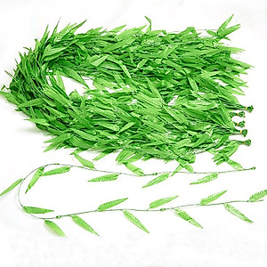Sunrisee 50pcs Artificial Willow Vines Greenery Garland Silk Fake Rattan Leaves for Garden Wedding Home Wall Decor