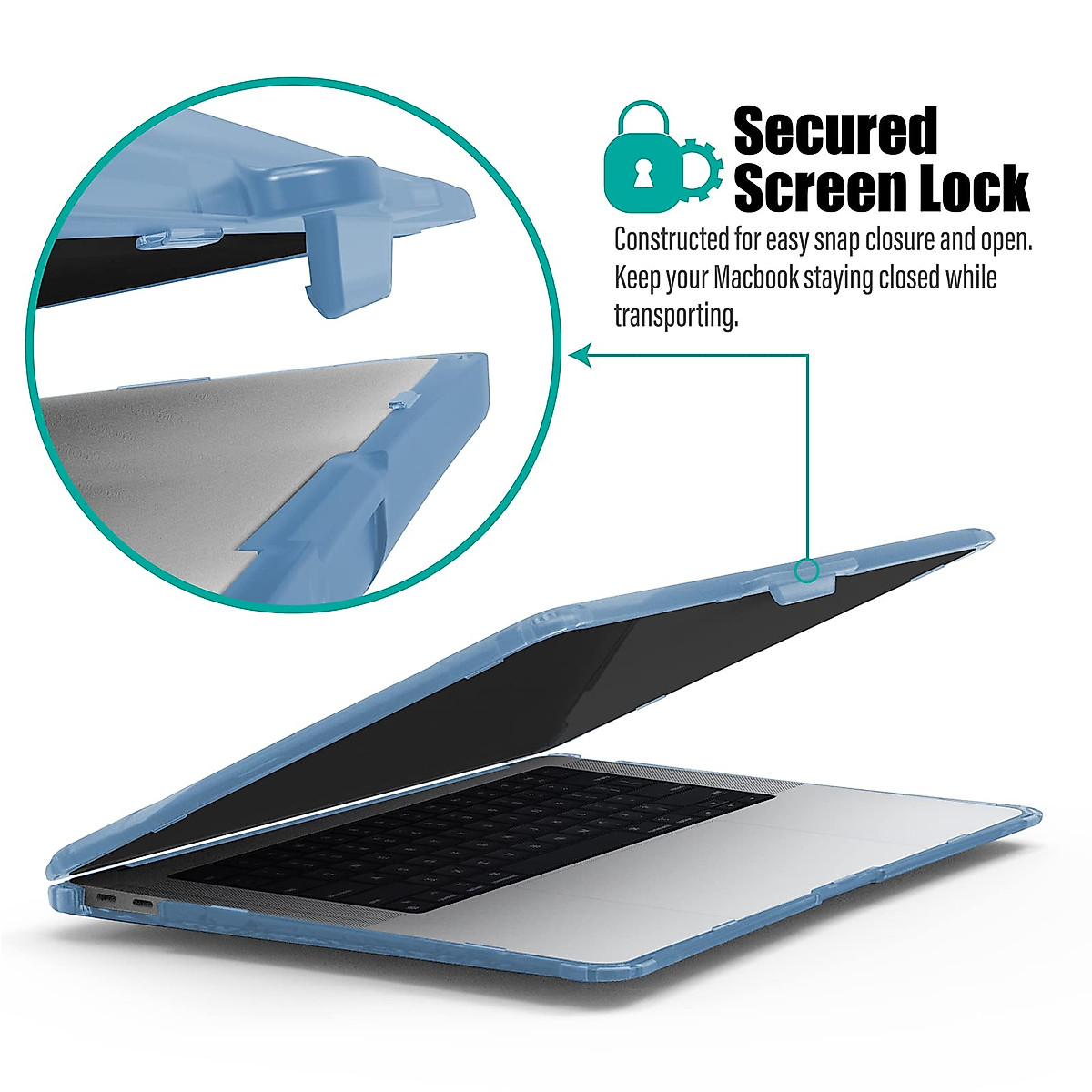 IBENZER Hexpact Compatible with MacBook Air 13 Inch Case 2022 2021 2020 M1 A2337 A2179 A1932, Heavy Duty Protective Case with Screen Lock for Mac Air 13 with Touch ID, Serenity Blue, AT13-SRL