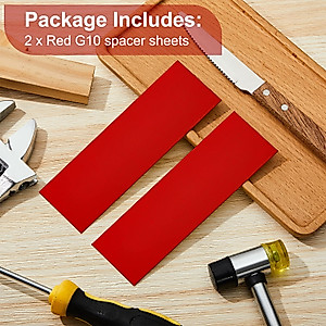 Tinlade 2 Pcs G10 Knife Handle Spacer Material 6.3 x 2 x 0.04 Inches G10 Sheet Knife Handle Liners for Knife Scales Slabs Making Supplies (Red)