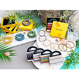 CATCHY & CRAFTY Bracelet Crystal Stretch Stackable Layering Colorful Statement Bracelets Women Glass Beaded Boho Friendship Bridal Gift (Forest Green)