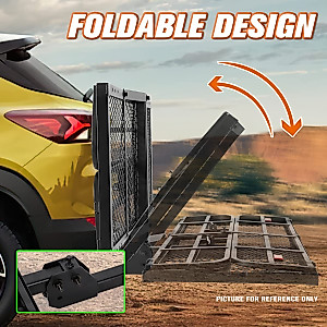 Universal 59"x24"x14" Black Mild Steel Foldable Cargo Box Luggage Carrier Basket Fits 2" Receiver